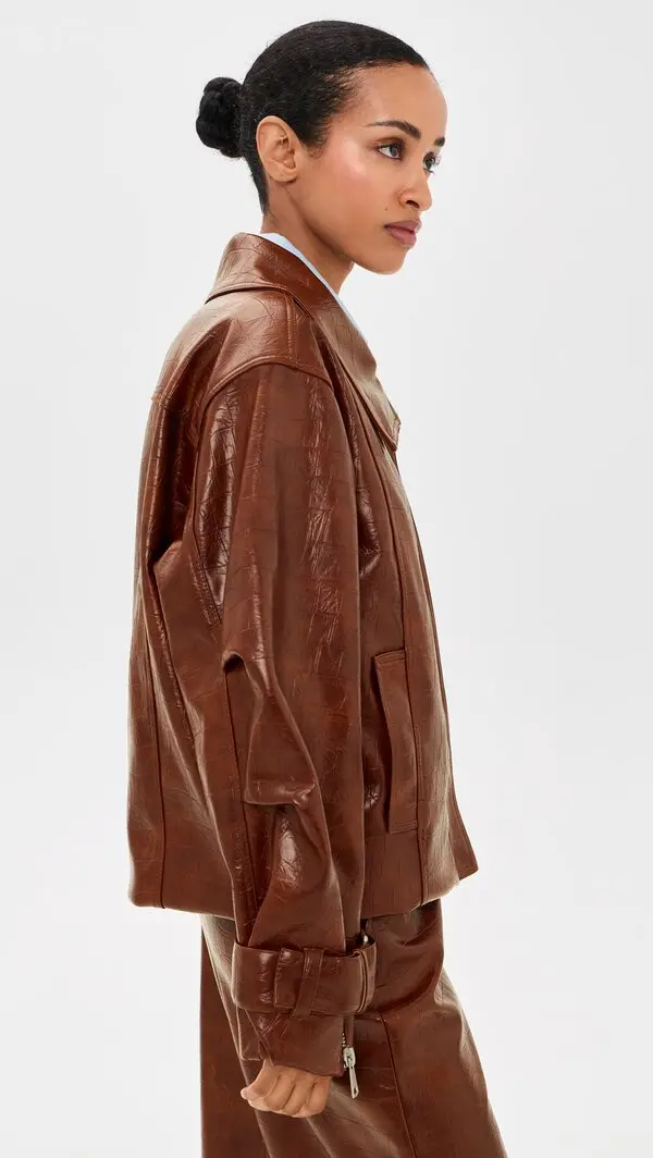 Essentiel Antwerp Kabuki Faux Leather Bomber Jacket