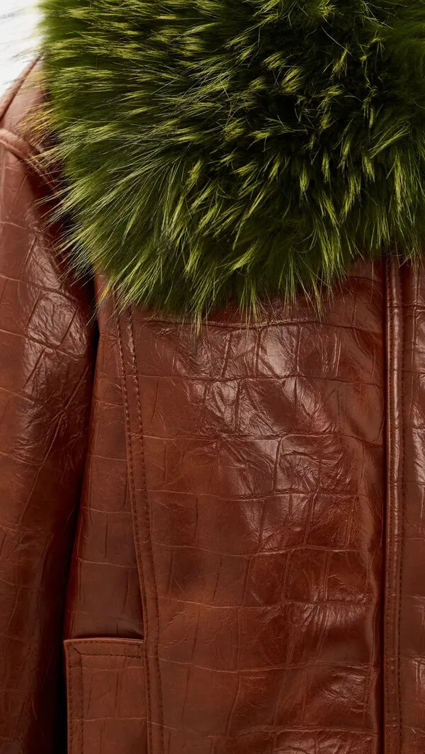 Essentiel Antwerp Kabuki Faux Leather Bomber Jacket