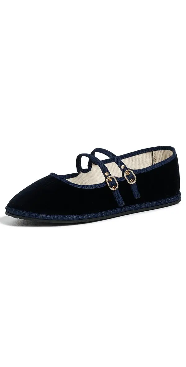 VIBI VENEZIA Audrey Velvet Flats - Blu