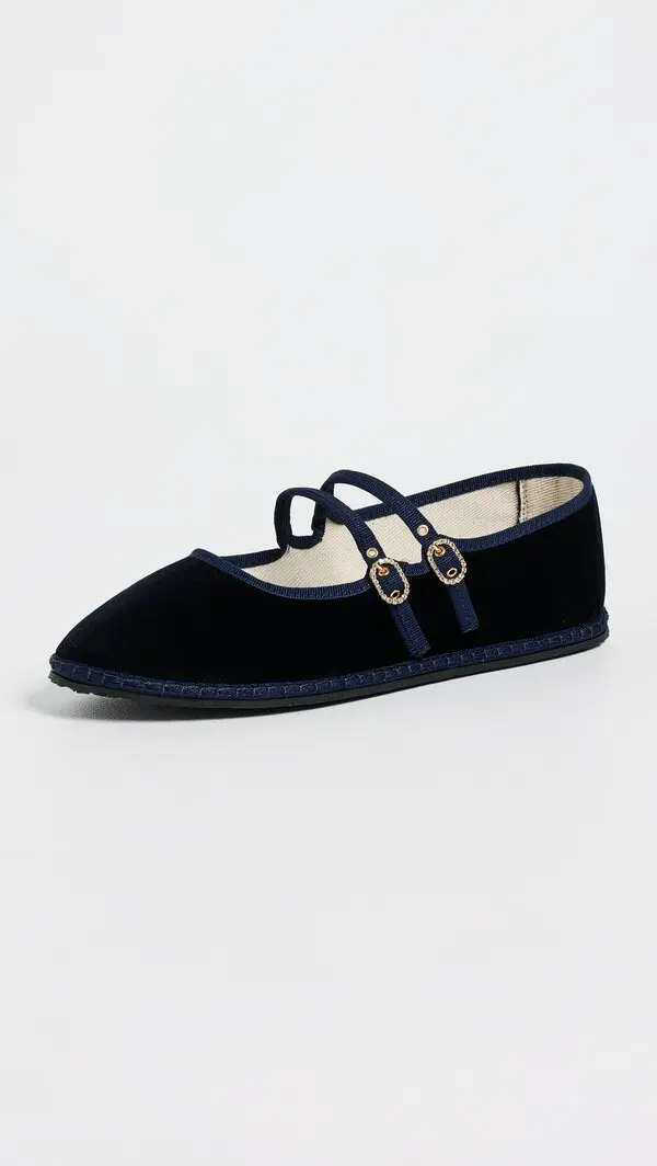 VIBI VENEZIA Audrey Velvet Flats - Blu