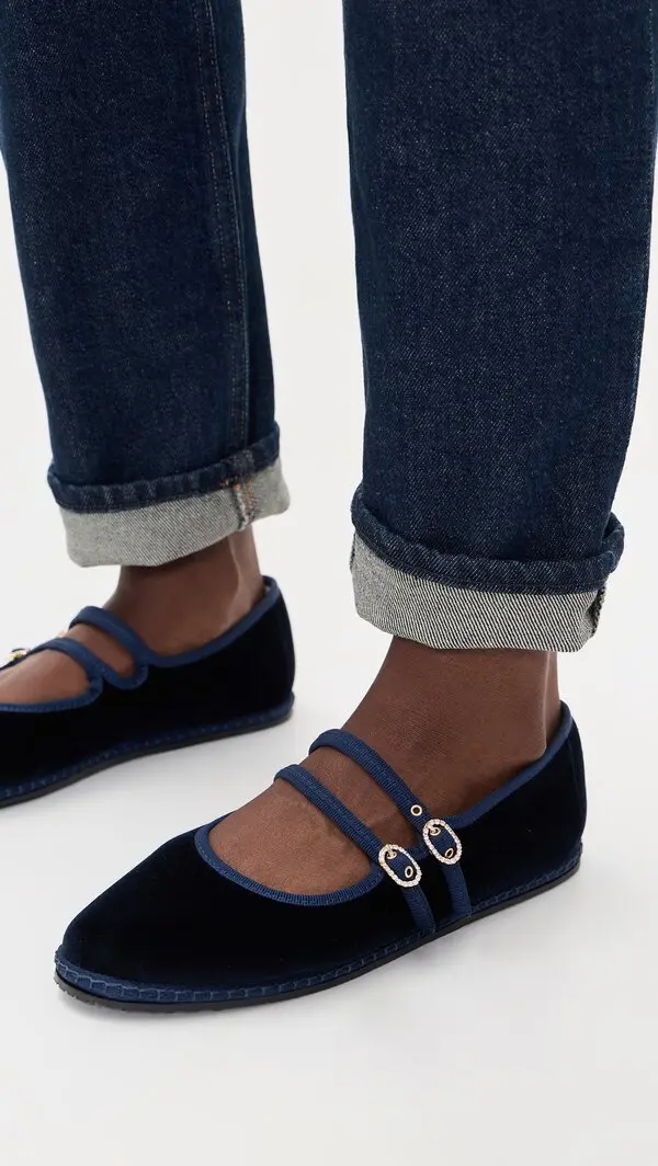 VIBI VENEZIA Audrey Velvet Flats - Blu