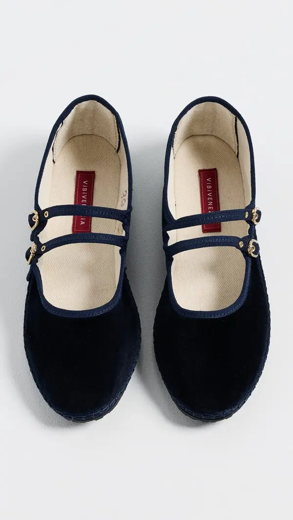 VIBI VENEZIA Audrey Velvet Flats - Blu