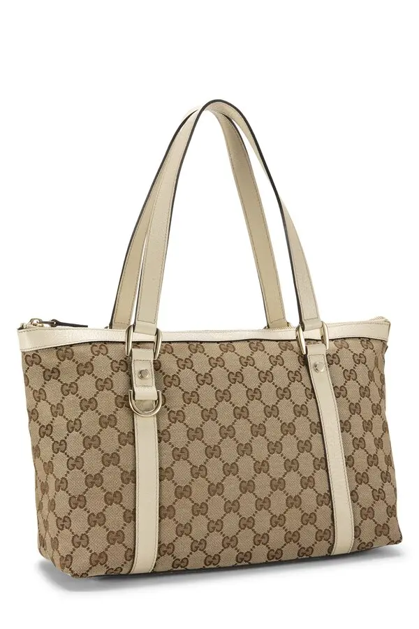 Gucci Cream Original Gg Canvas Abbey Zip Tote