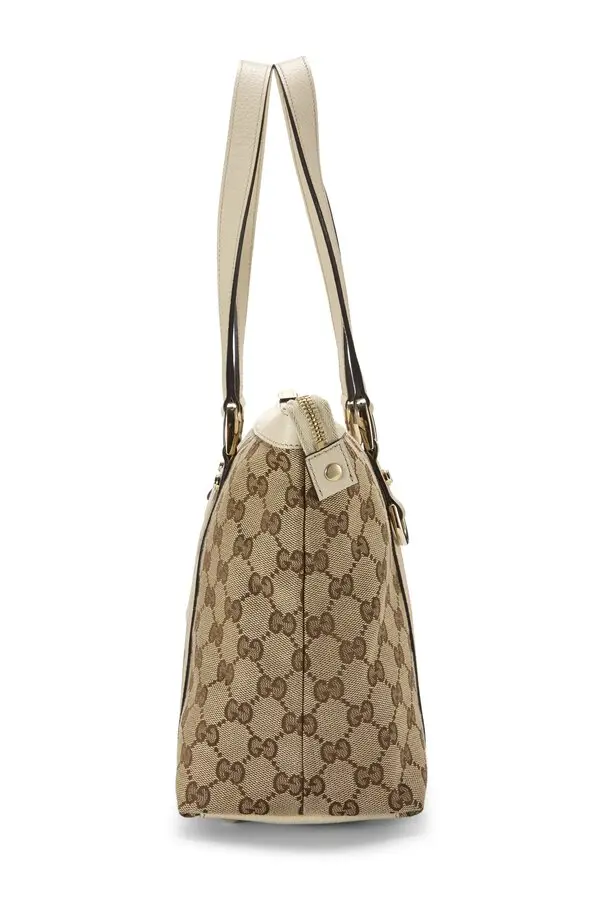 Gucci Cream Original Gg Canvas Abbey Zip Tote