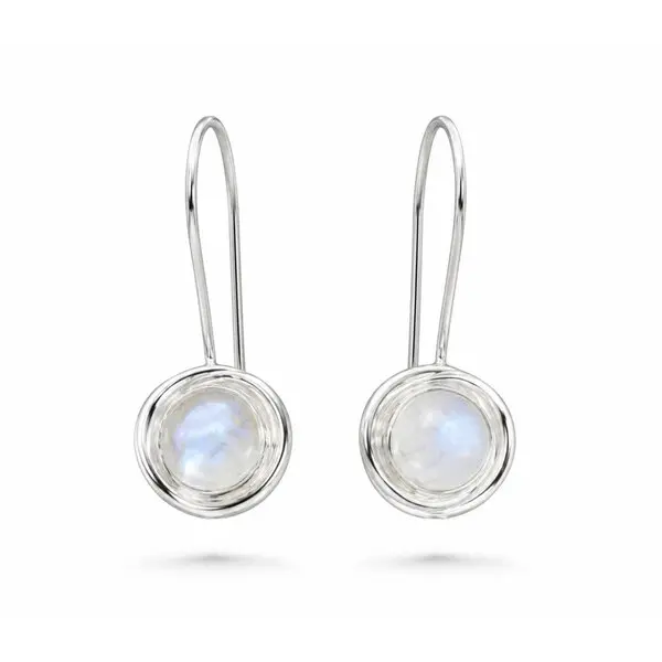 ISLA SILVER Round Moonstone Sterling Silver Drop Earrings - Gray