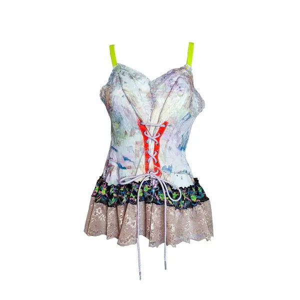 ACID CAT Tortie Neon Lace Up Tank