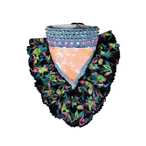 ACID CAT Pet Neon Lace & Sequins Fancy Bandana