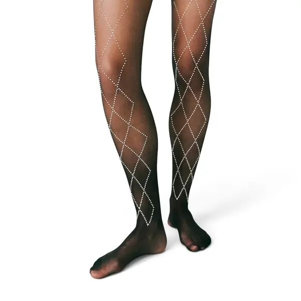 HIGH HEEL JUNGLE BY KATHRYN EISMAN Richie Diamond Crystal Tights /clear