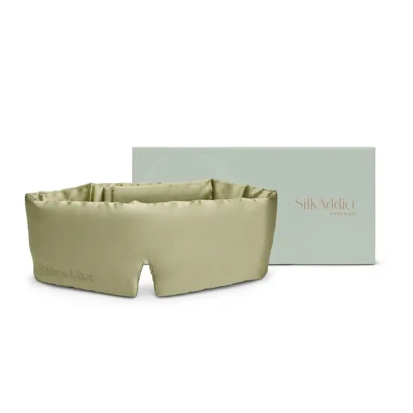 SILK ADDICT Luxury Mulberry Silk Sleep Mask Wrap Olive