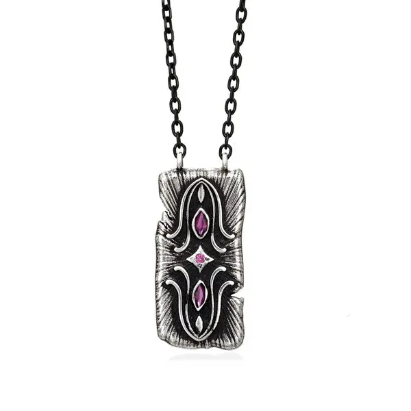 MYRTO KATRAMADOU JEWELLERY Infinity Necklace Black-plated Silver -three Stones-ruby Red - Red/black/silver