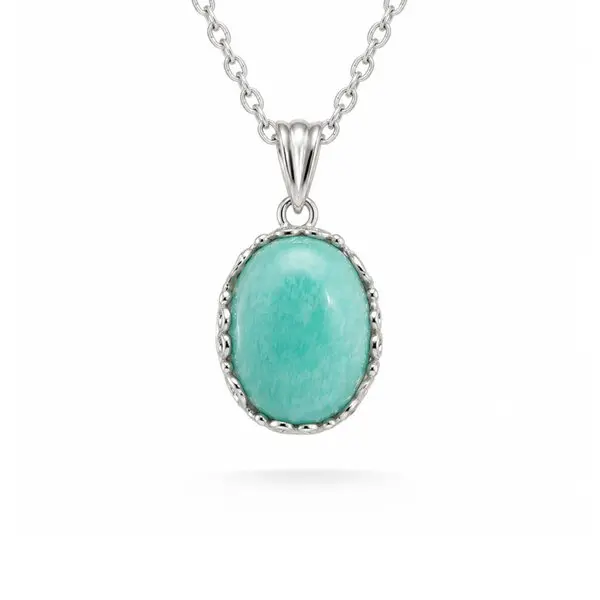 ISLA SILVER Handmade Amazonite Sterling Silver Pendant - Blue