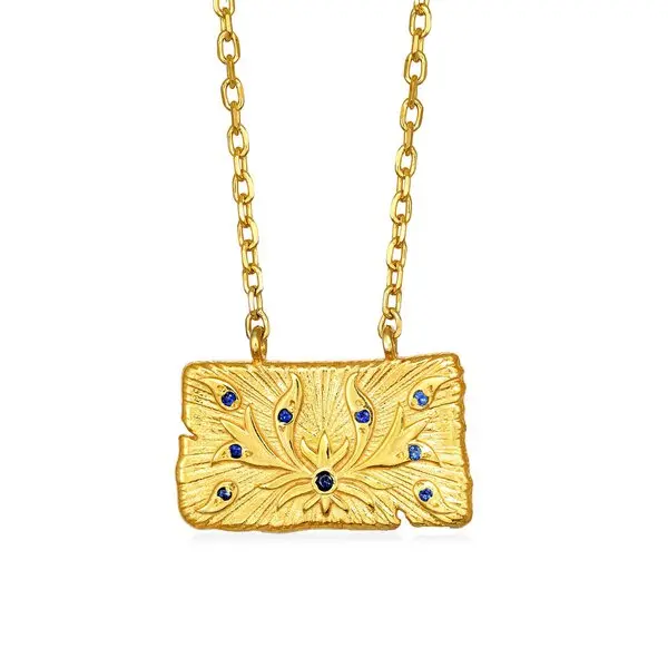 MYRTO KATRAMADOU JEWELLERY Lotus Necklace Gold-plated Silver Royal Blue - Blue/gold