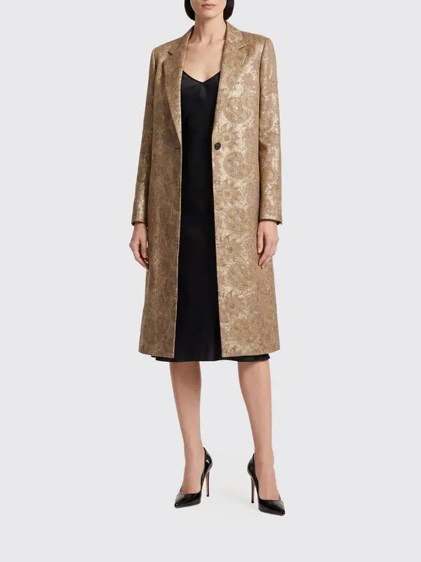 Dries Van Noten Single-breasted Lurex Jacquard Long Coat With Peak Lapels - Yellow