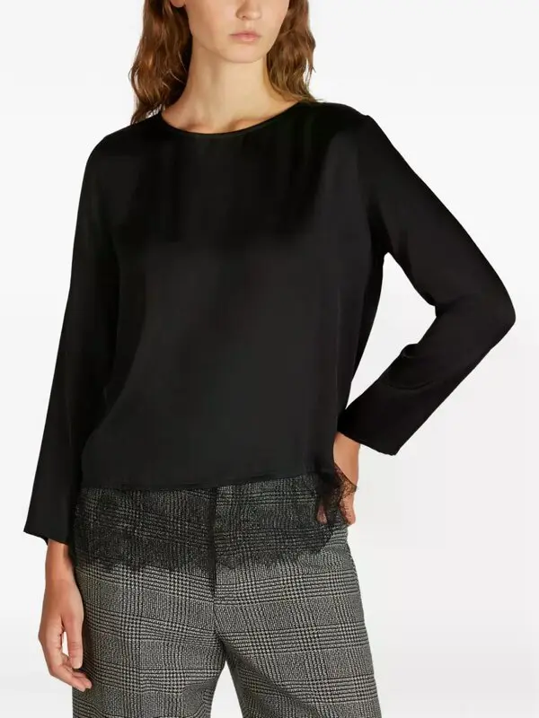 SLOWEAR Lace-trim Satin Blouse