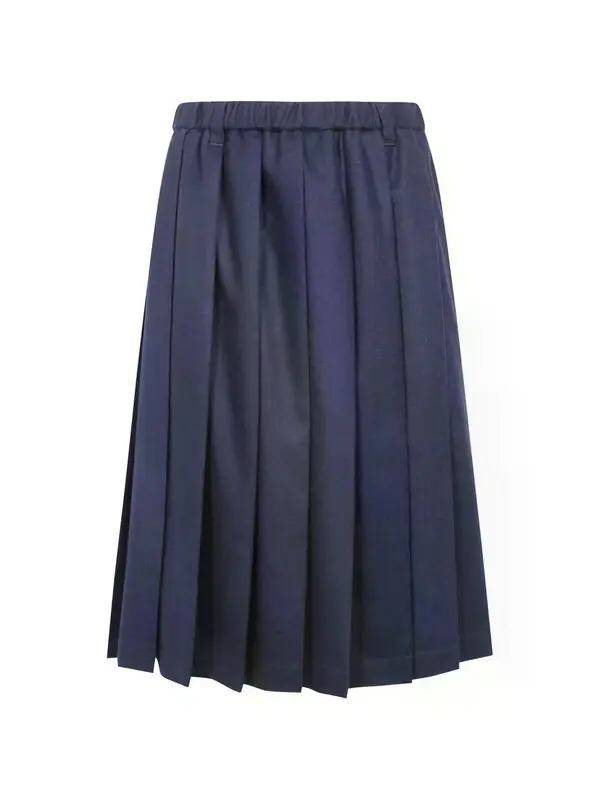 Aspesi Pleated Wool Midi Skirt - Blue