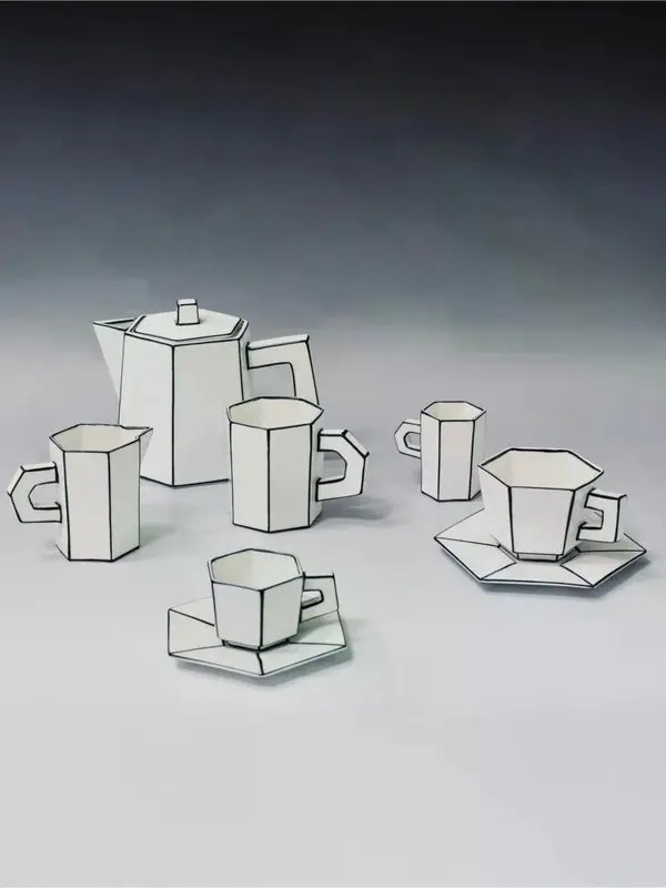 SERAX Blanche Geometric Tea Set - White