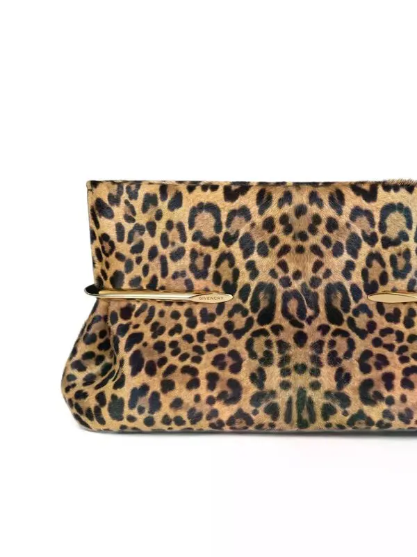 Givenchy Pinch Soft Clutch In Leopard Pony-effect Leather