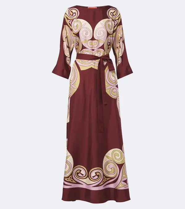La DoubleJ Muumuu Belted Printed Silk Twill Kaftan