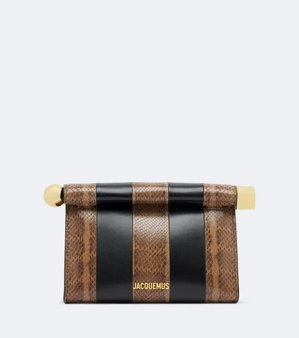 Jacquemus Rond Carré Snake-effect Leather Clutch