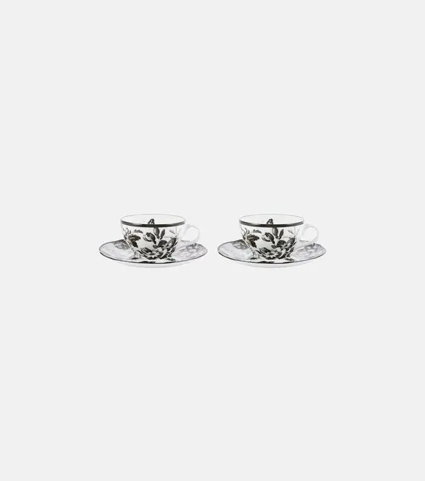 Gucci Herbarium Set Of 2 Teacups And Saucers