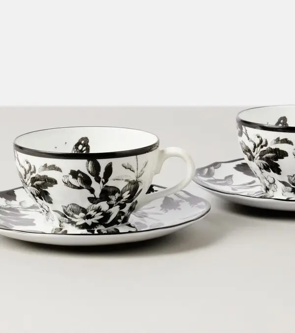 Gucci Herbarium Set Of 2 Teacups And Saucers