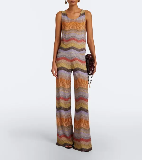 Missoni Wave Lamé Wide-leg Pants