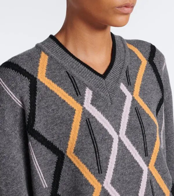 Plan C Argyle Wool And Cashmere Sweater