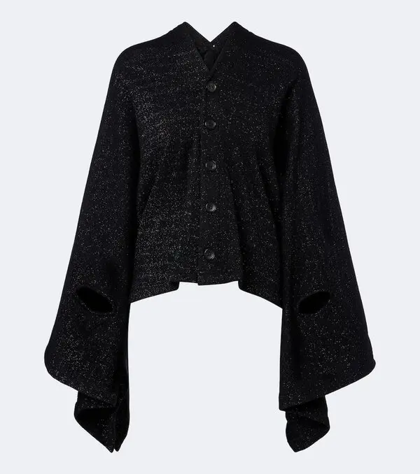 Junya Watanabe Draped Wool And Cotton-blend Cardigan - Black