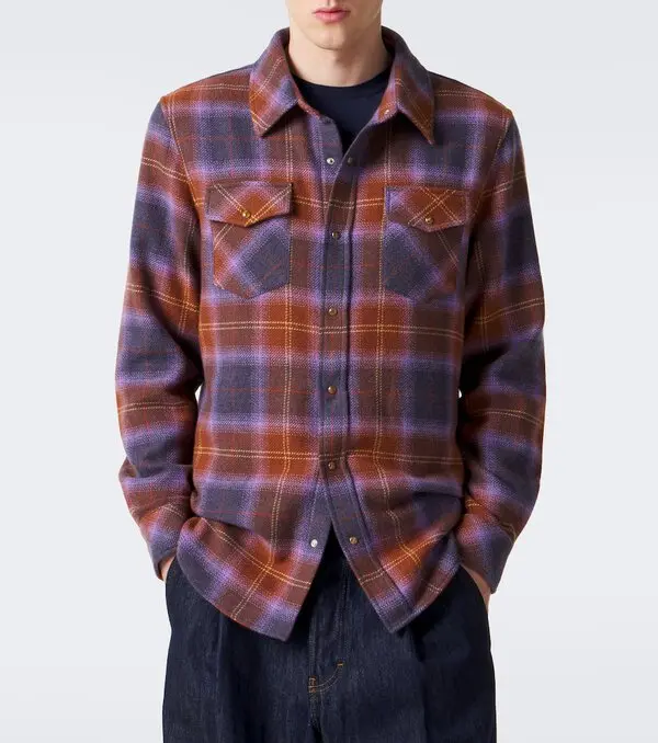 GOD'S TRUE CASHMERE Vulcan Tartan Cashmere Shirt With Tiger's Eye