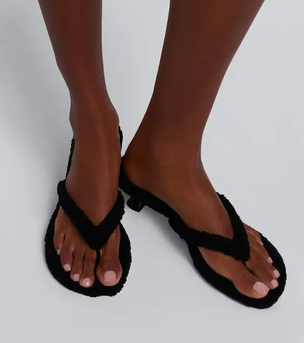 Amina Muaddi Juliette Shearling Thong Sandals