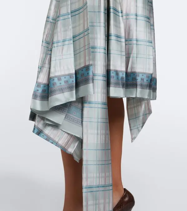 Acne Studios Bow-detail Checked Silk Satin Midi Skirt
