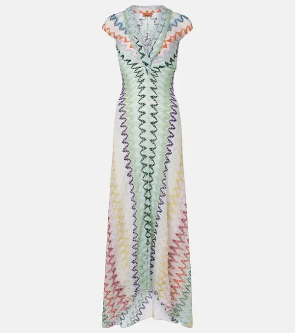 Missoni Zigzag Gathered Lamé Maxi Dress