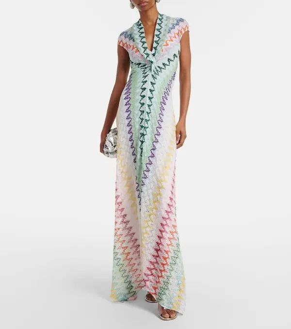 Missoni Zigzag Gathered Lamé Maxi Dress