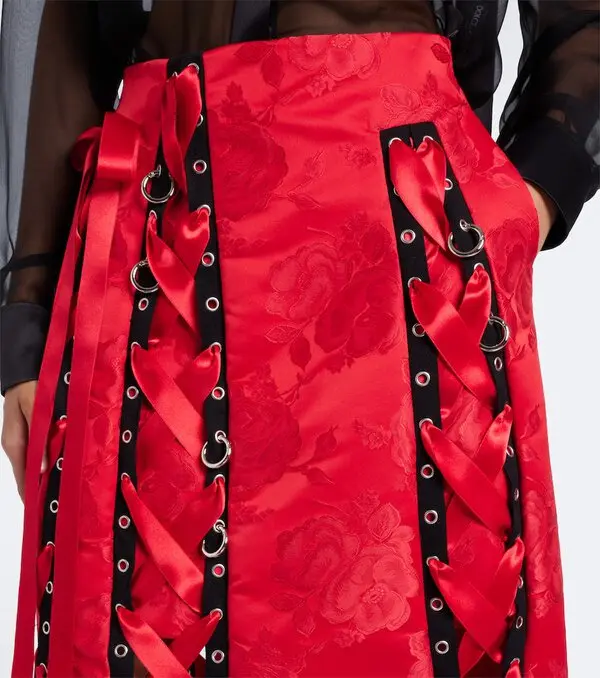 Simone Rocha Bow-detail Floral Brocade Midi Skirt
