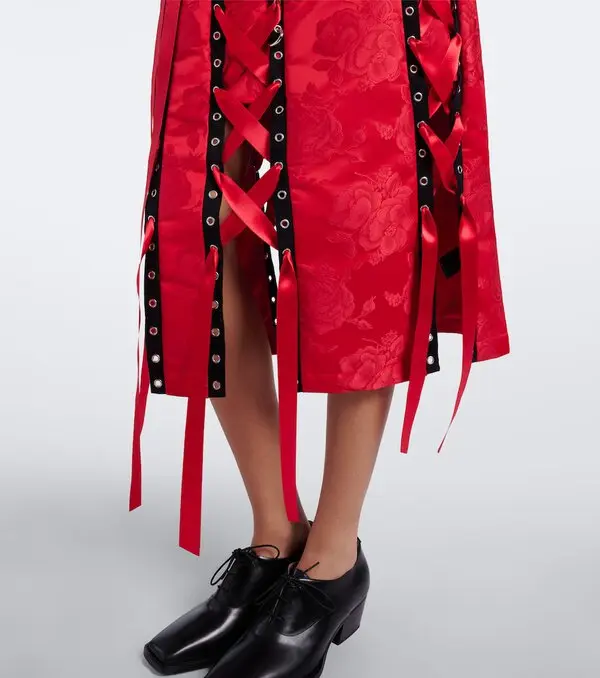 Simone Rocha Bow-detail Floral Brocade Midi Skirt