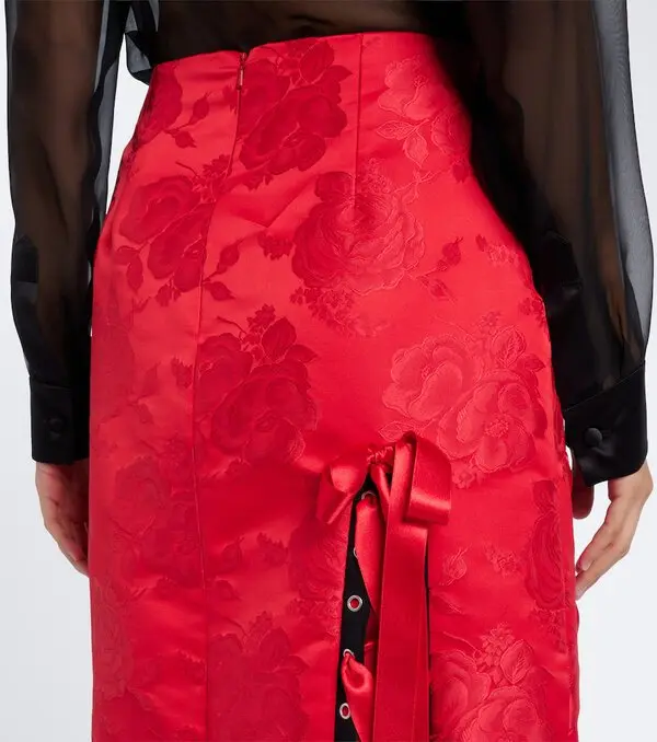 Simone Rocha Bow-detail Floral Brocade Midi Skirt
