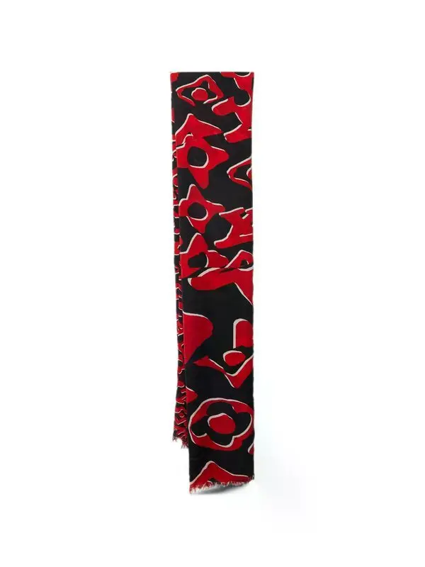 LOUIS VUITTON X Urs Fischer Monogram-pattern Scarf - Red