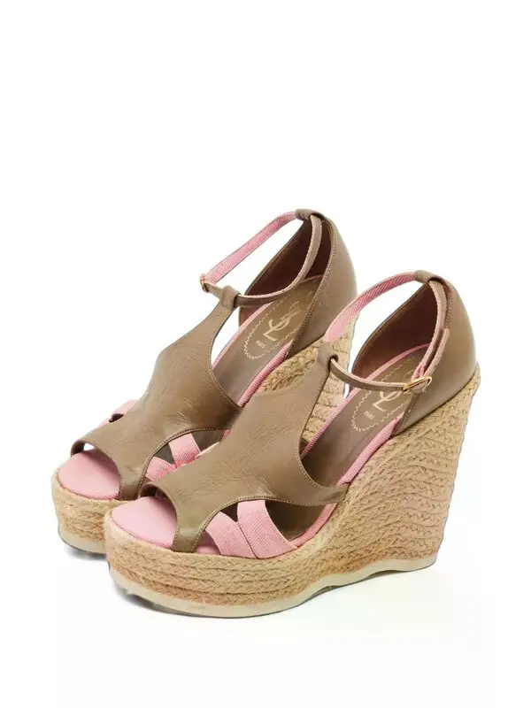 Saint Laurent T-strap Platform Wedge Sandals