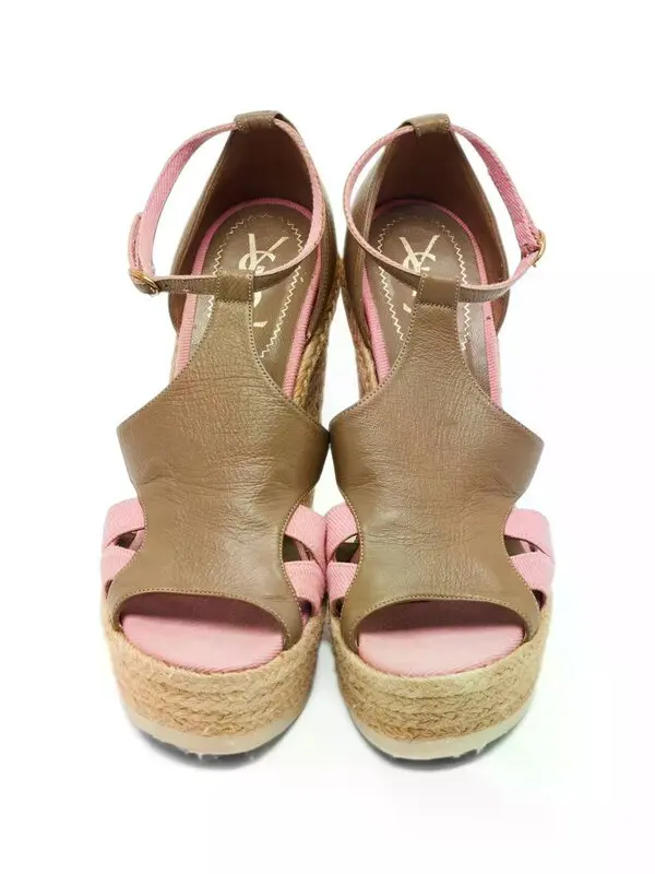 Saint Laurent T-strap Platform Wedge Sandals