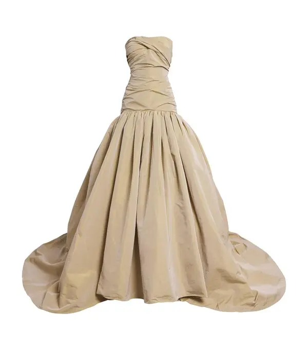 MARMAR HALIM Taffeta Strapless Draped Gown