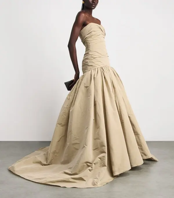 MARMAR HALIM Taffeta Strapless Draped Gown