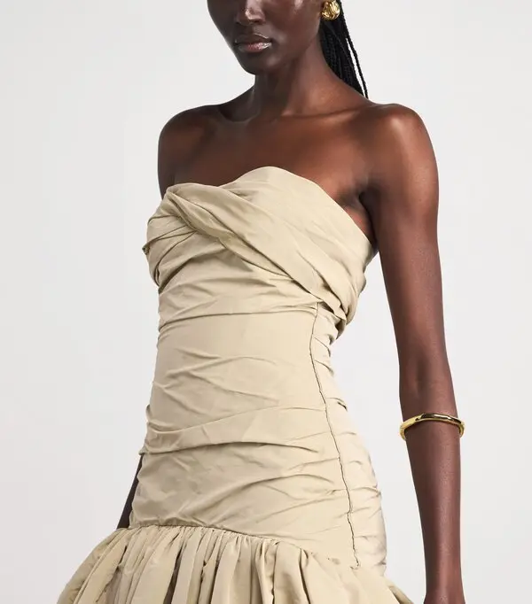 MARMAR HALIM Taffeta Strapless Draped Gown