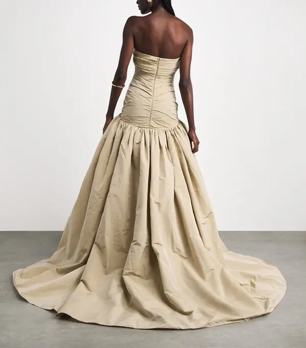 MARMAR HALIM Taffeta Strapless Draped Gown