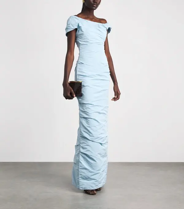 MARMAR HALIM Taffeta Off-the-shoulder Gown
