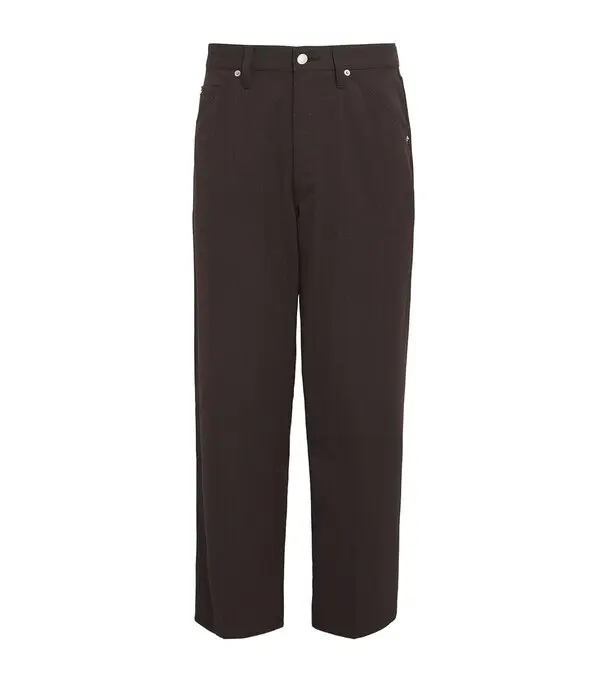 YOKE Pleated Straight Trousers - Brown