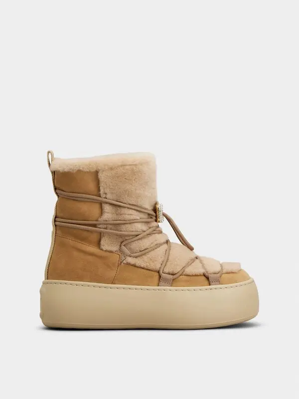 ROGER VIVIER Viv' Up Booties In Suede And Shearling