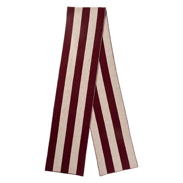 KINALBA Neutrals/ Merlot College Stripe Cashmere Scarf