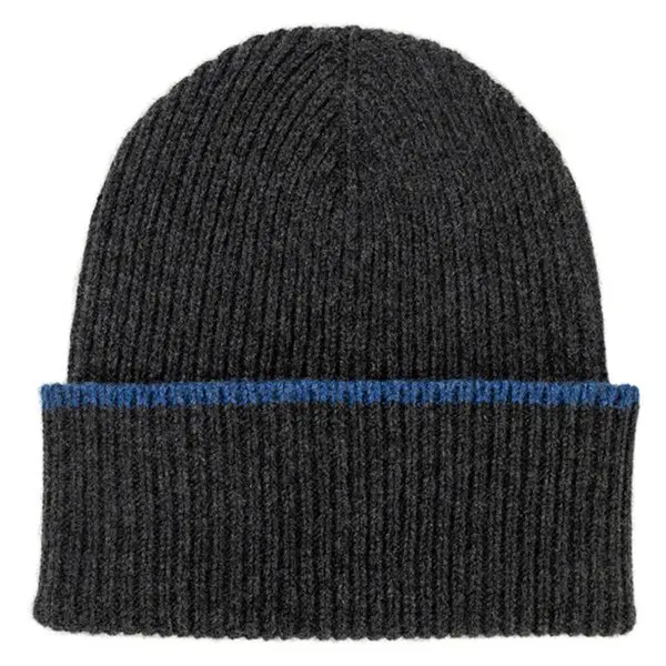 KINALBA Gents Charcoal Mid-weight Ribbed Cashmere Beanie Hat