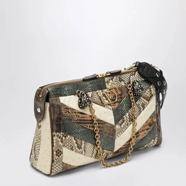 Valentino Garavani Medium Panthea Shoulder Bag In Exotic Leather With Chevron Pattern