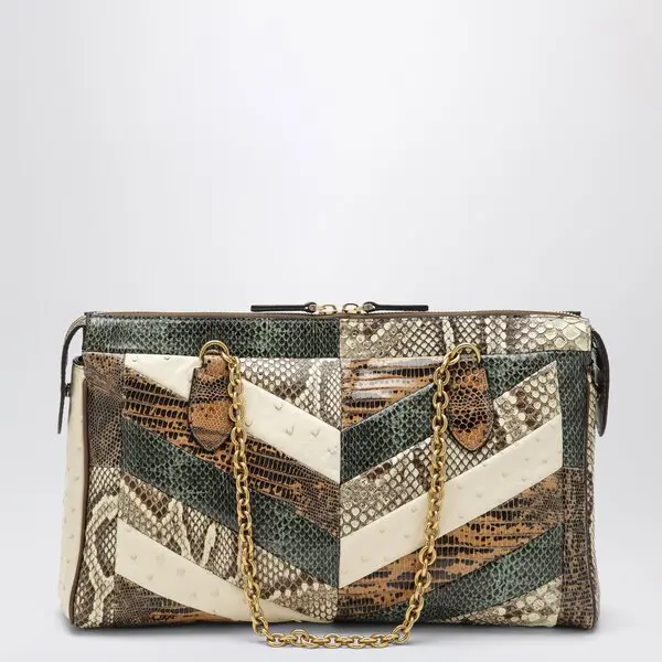 Valentino Garavani Medium Panthea Shoulder Bag In Exotic Leather With Chevron Pattern